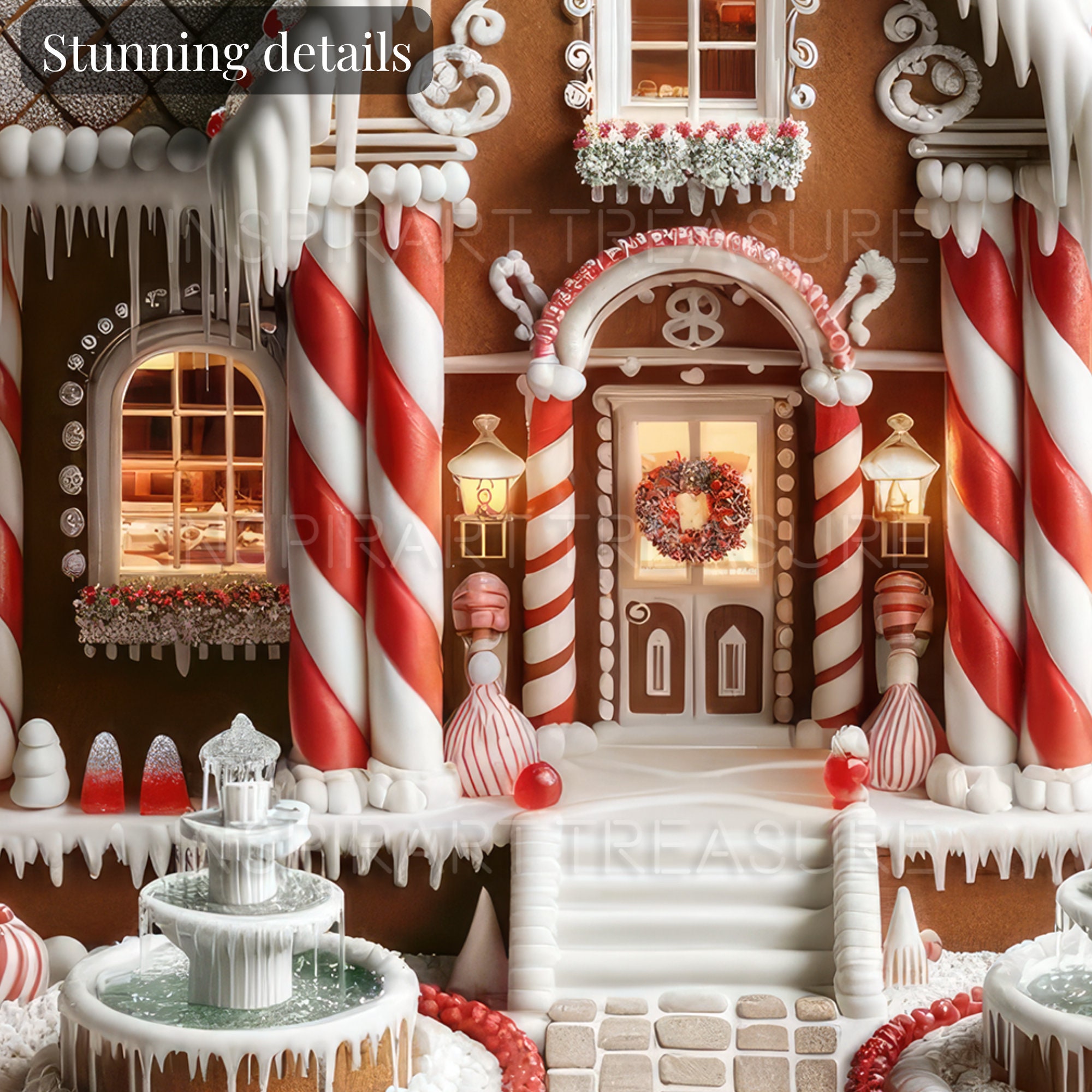 Gingerbread House Clipart With Marzipan Yard and Chocolate Fountain ...