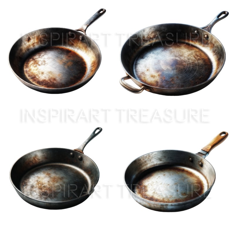 Vintage Frying Pan Clipart, Old Kitchen Pan PNG Kit, Perfect for Dnd ...