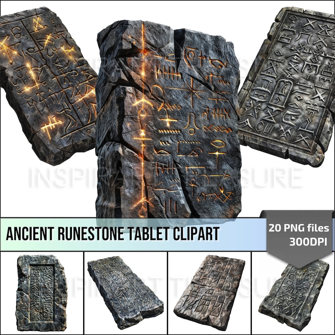 Mystical Runestone Clipart, Ancient Magic Item Clipart Medieval Fantasy ...