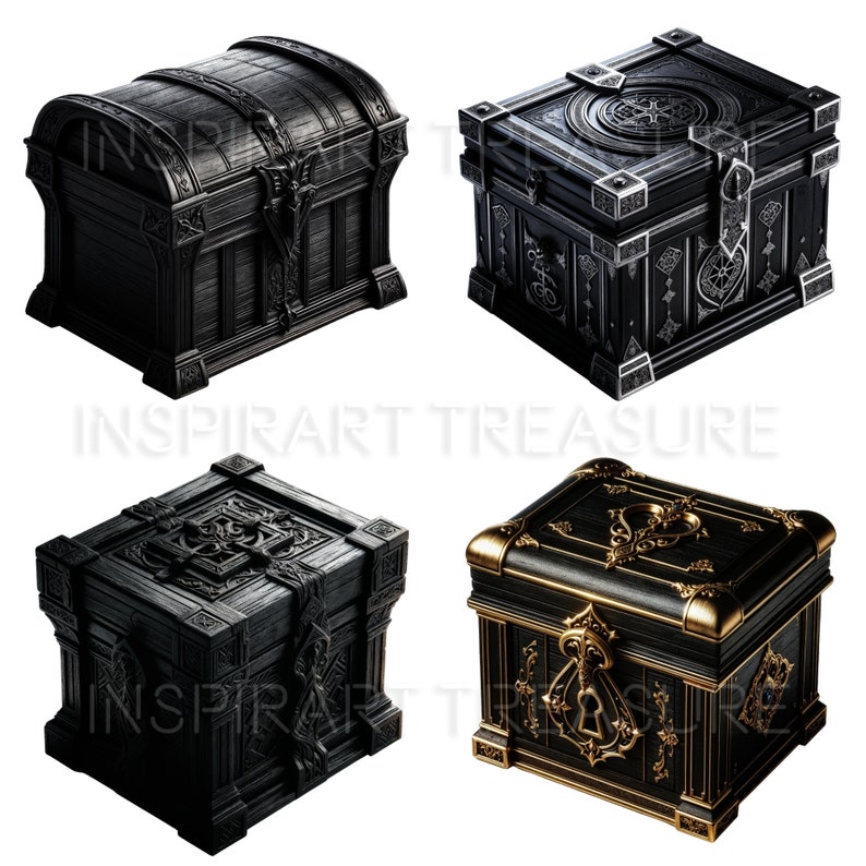 Dark Mystic Box Clipart, Fantasy Travel Box Mystical Gifts PNG Box DIY ...