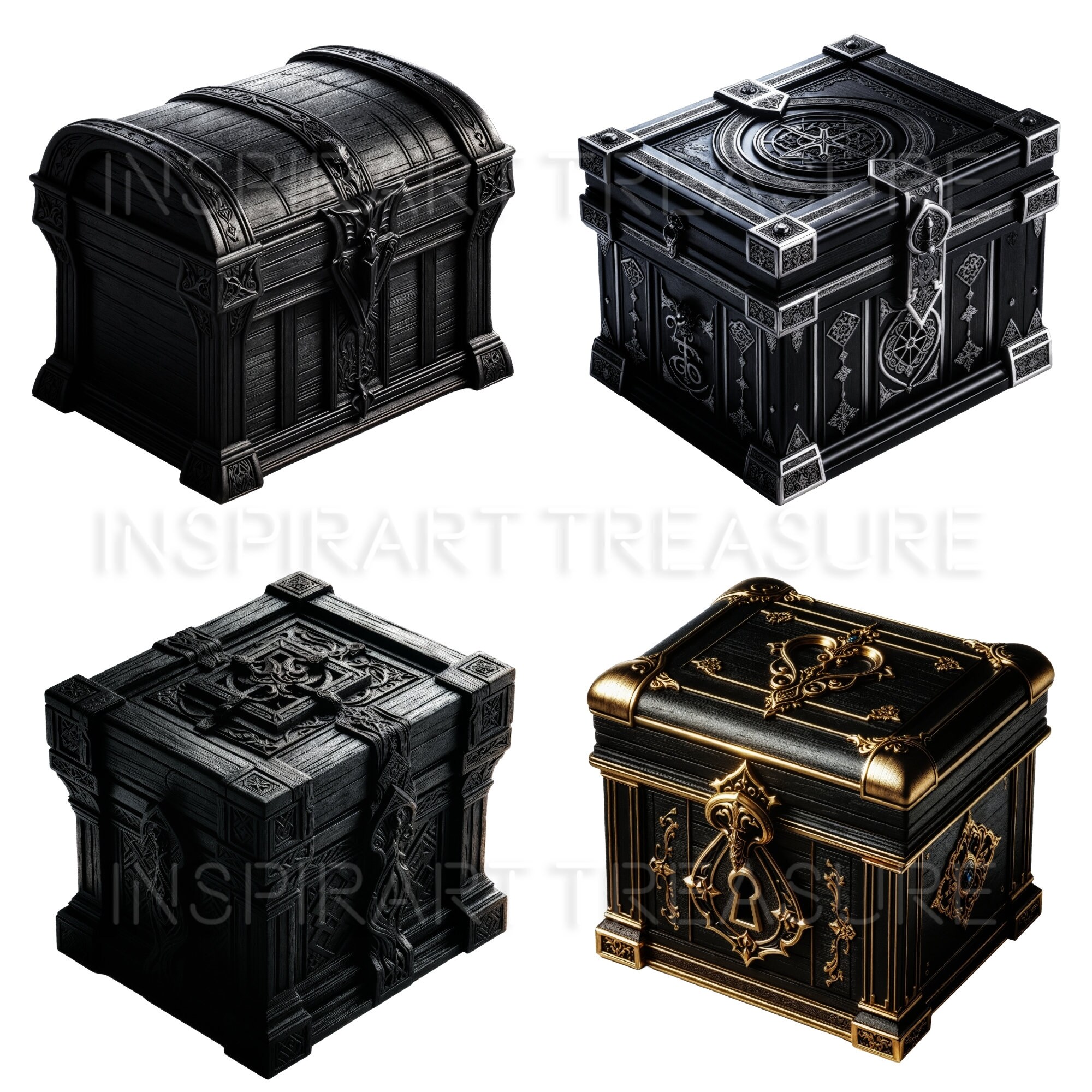 Dark Mystic Box Clipart, Fantasy Travel Box Mystical Gifts PNG Box DIY ...