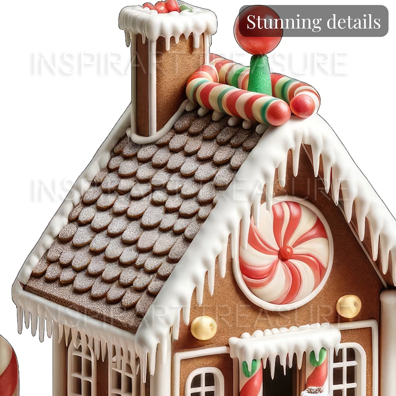 Gingerbread House Clipart With Marzipan Yard and Chocolate Fountain ...