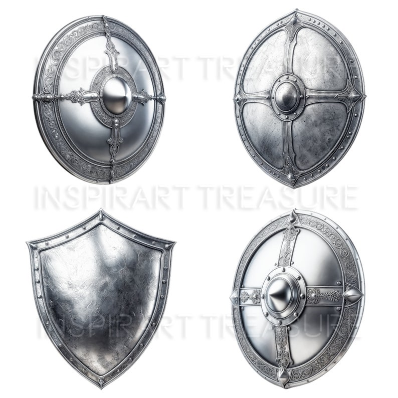 Silver Shield Clipart, Medieval Silver Knight Shield PNG for DIY ...