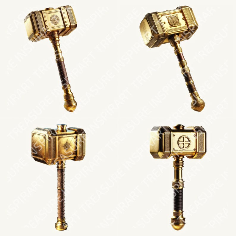 Golden War Hammer Clipart PNG Medieval Fantasy Weapon Combat Ready ...