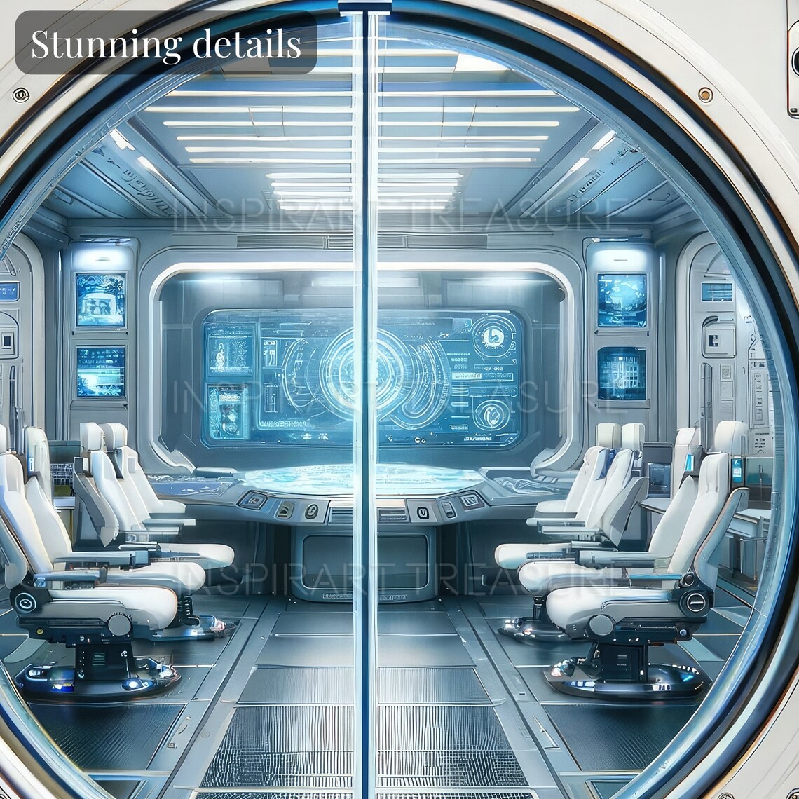 Watercolor Spaceship Command Room Clipart Spaceship Junk Journal Page ...