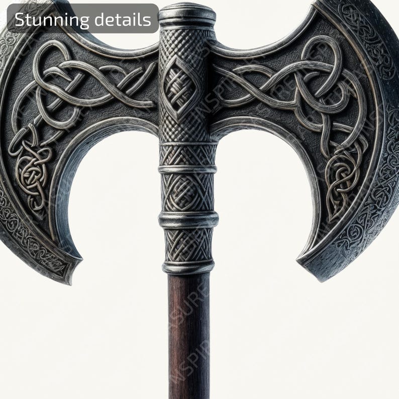 Fantasy Iron Battle Axe Clipart Celtic Viking Medieval Axe Design for ...