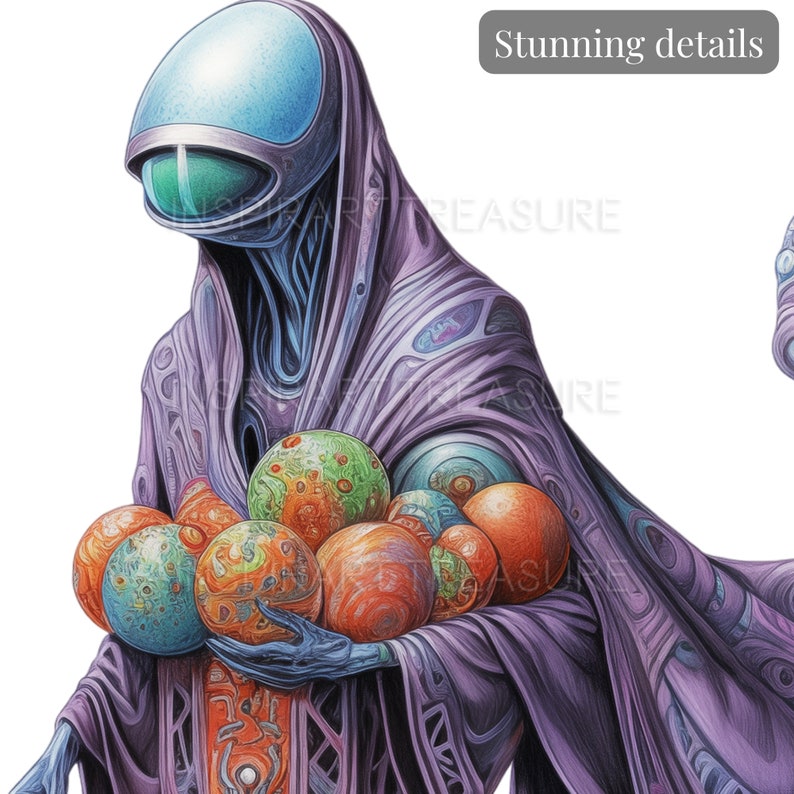 Whimsical Alien Creature Clipart, Cosmic Alien Illustrations, DIY ...