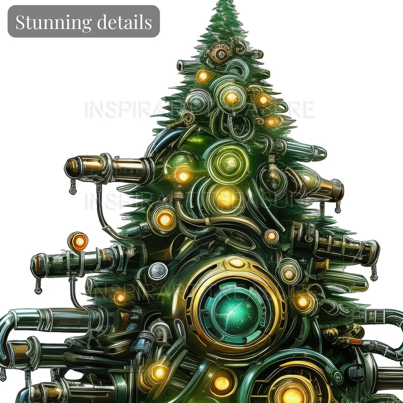Printable Cyberpunk Christmas Tree, Space-themed Decor, Hi-tech Lover's ...