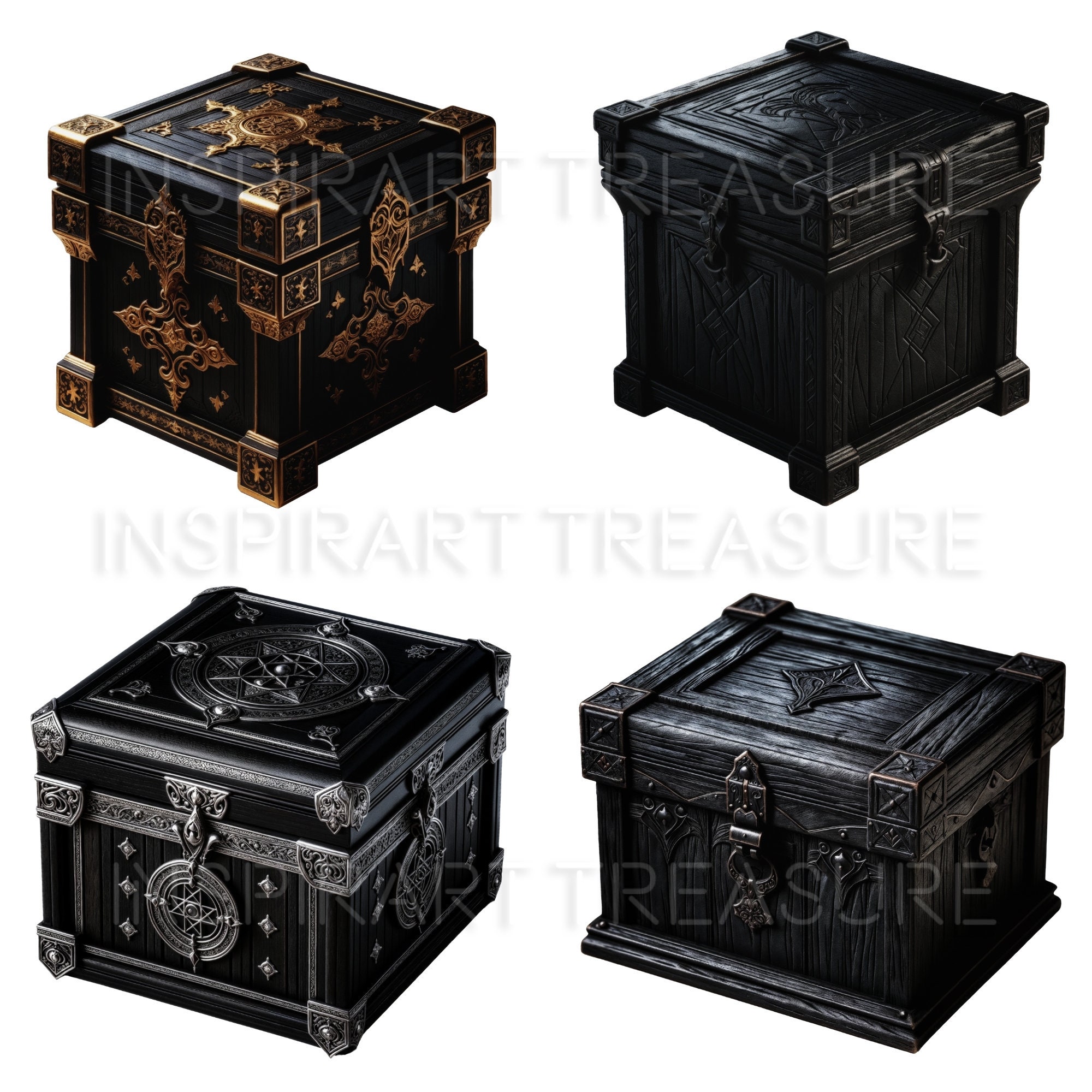 Dark Mystic Box Clipart, Fantasy Travel Box Mystical Gifts PNG Box DIY ...