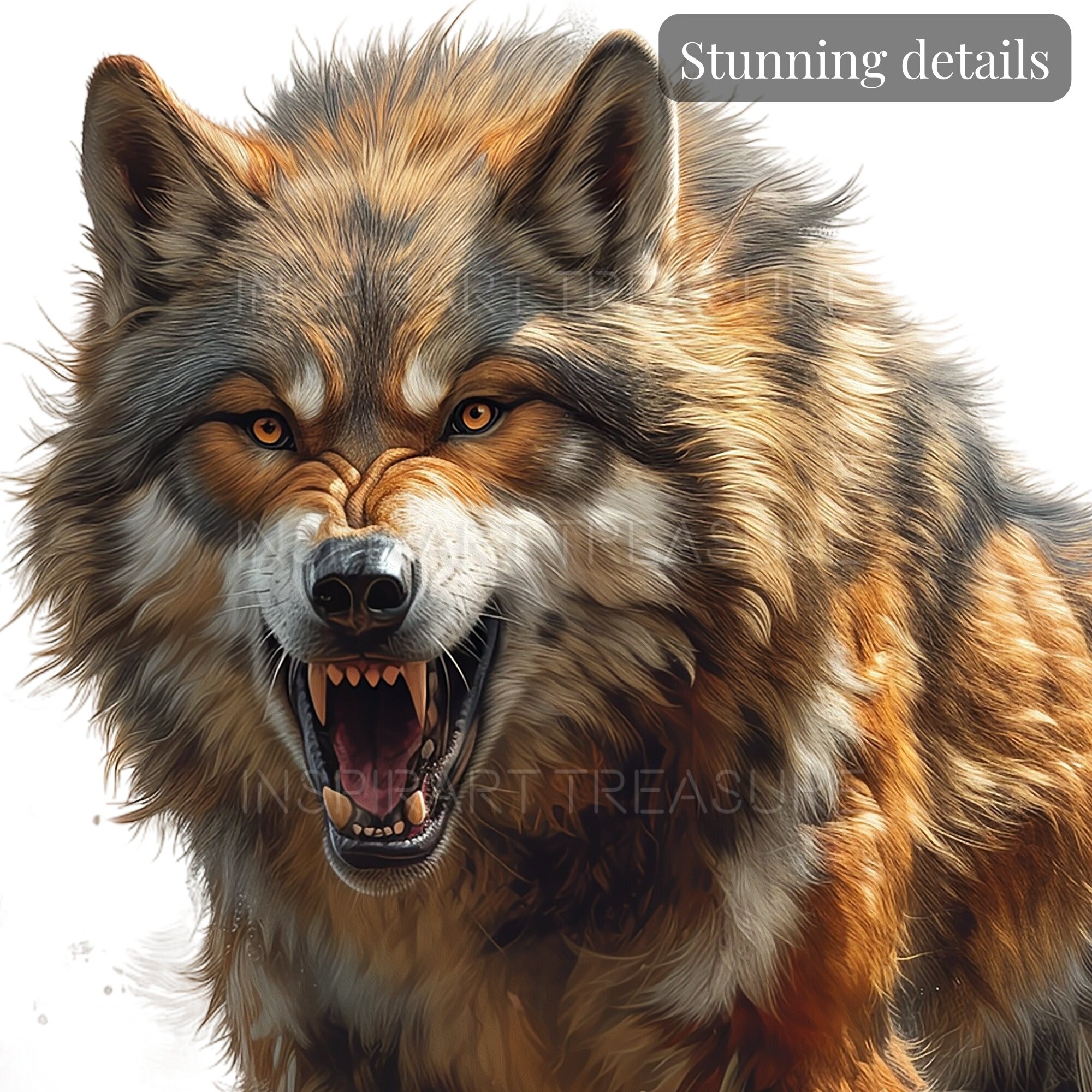 Fantastic Beast Watercolor Clipart, Angry Wolf Artwork, Commercial Use ...