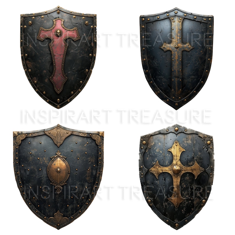 Black Shield Clipart, Medieval Knight Shield PNG for DIY Projects ...