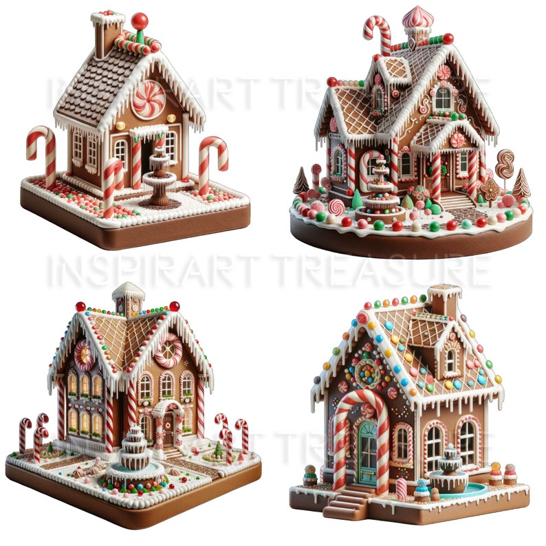 Gingerbread House Clipart With Marzipan Yard and Chocolate Fountain ...