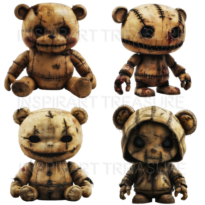 Creepy Teddy Bear Clipart, Horror Toy Artwork, Scary Teddy Bear Art ...