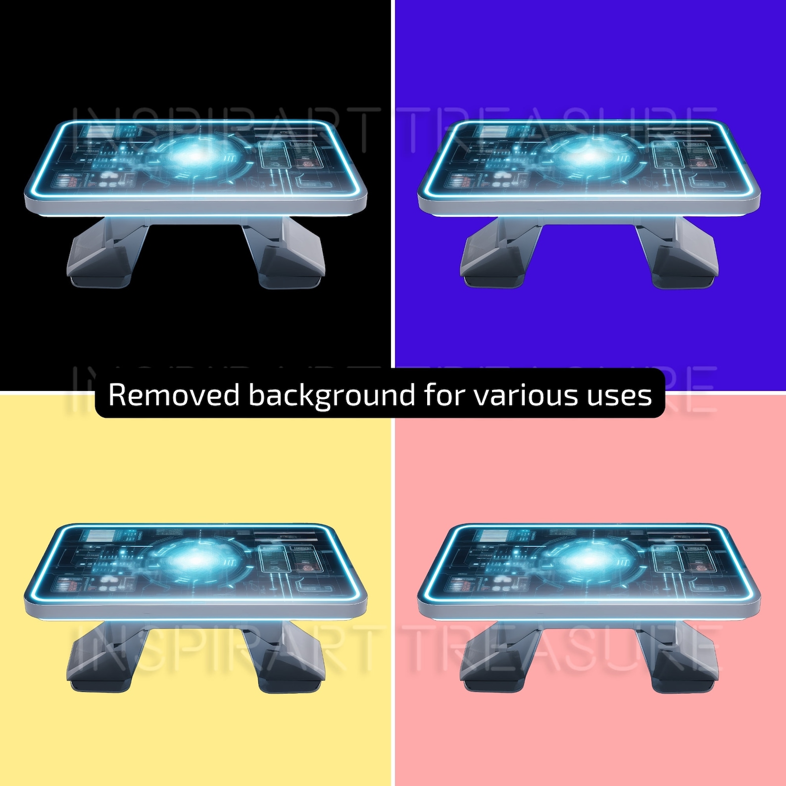 Holographic Spaceship Control Table Clipart, Futuristic 3D Interface ...