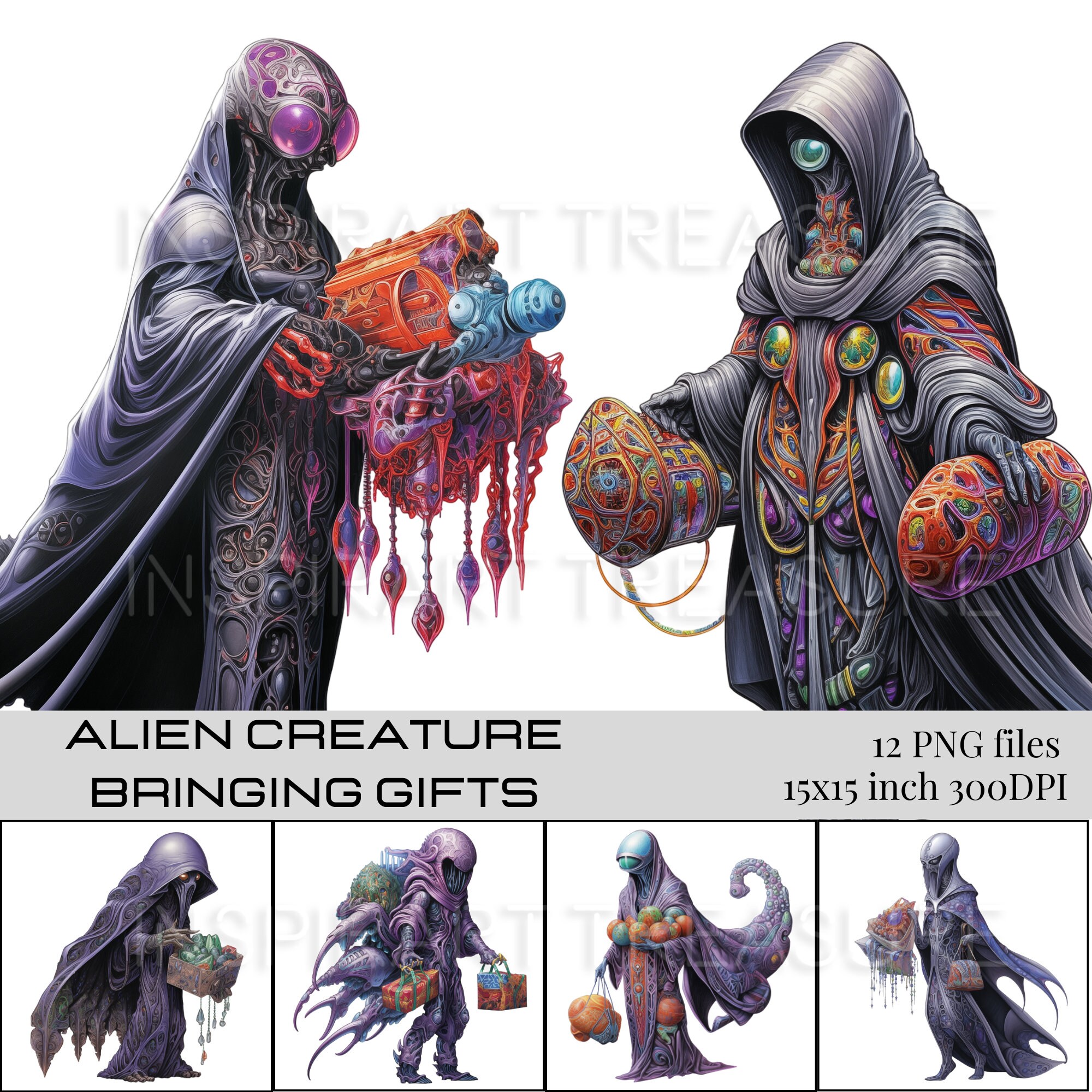 Whimsical Alien Creature Clipart, Cosmic Alien Illustrations, DIY ...