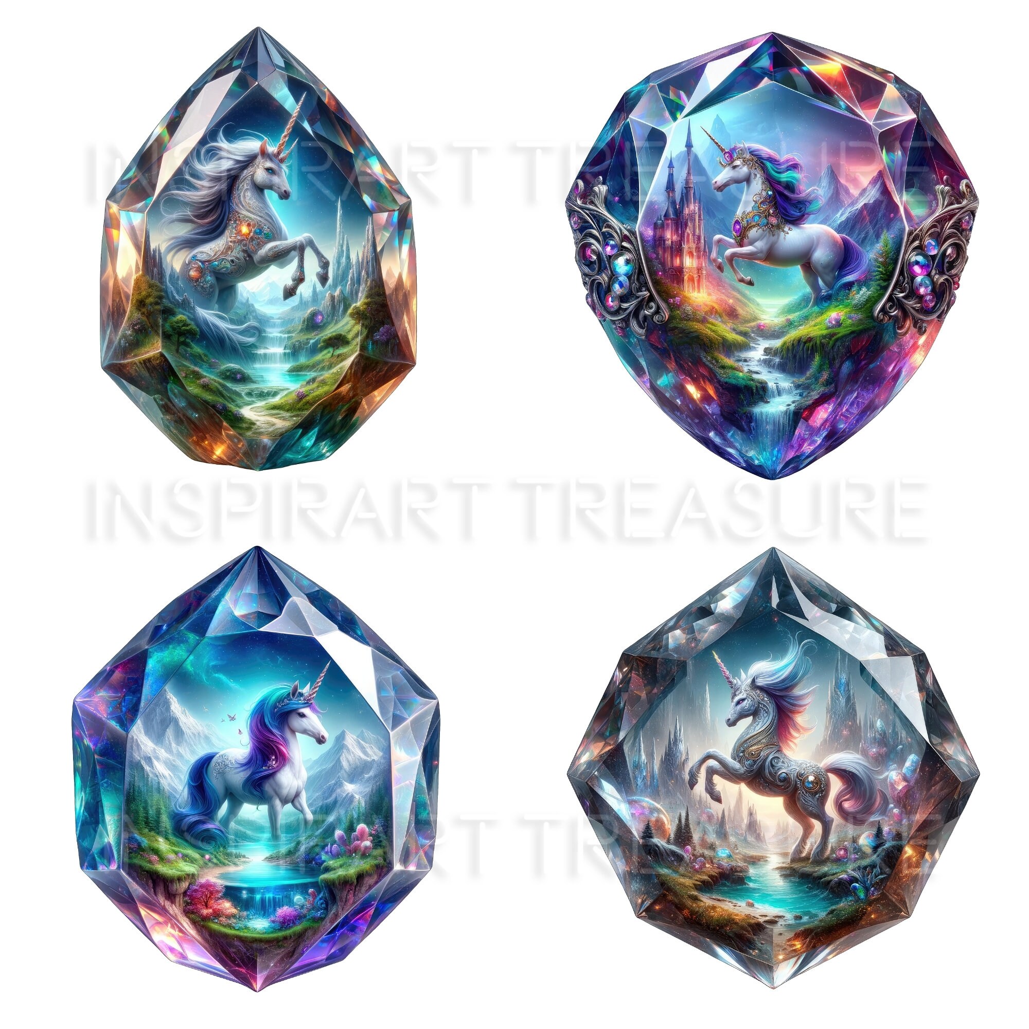 Mythical Creatures Clipart, Crystal Gemstones PNG, Enchanting Fantasy ...