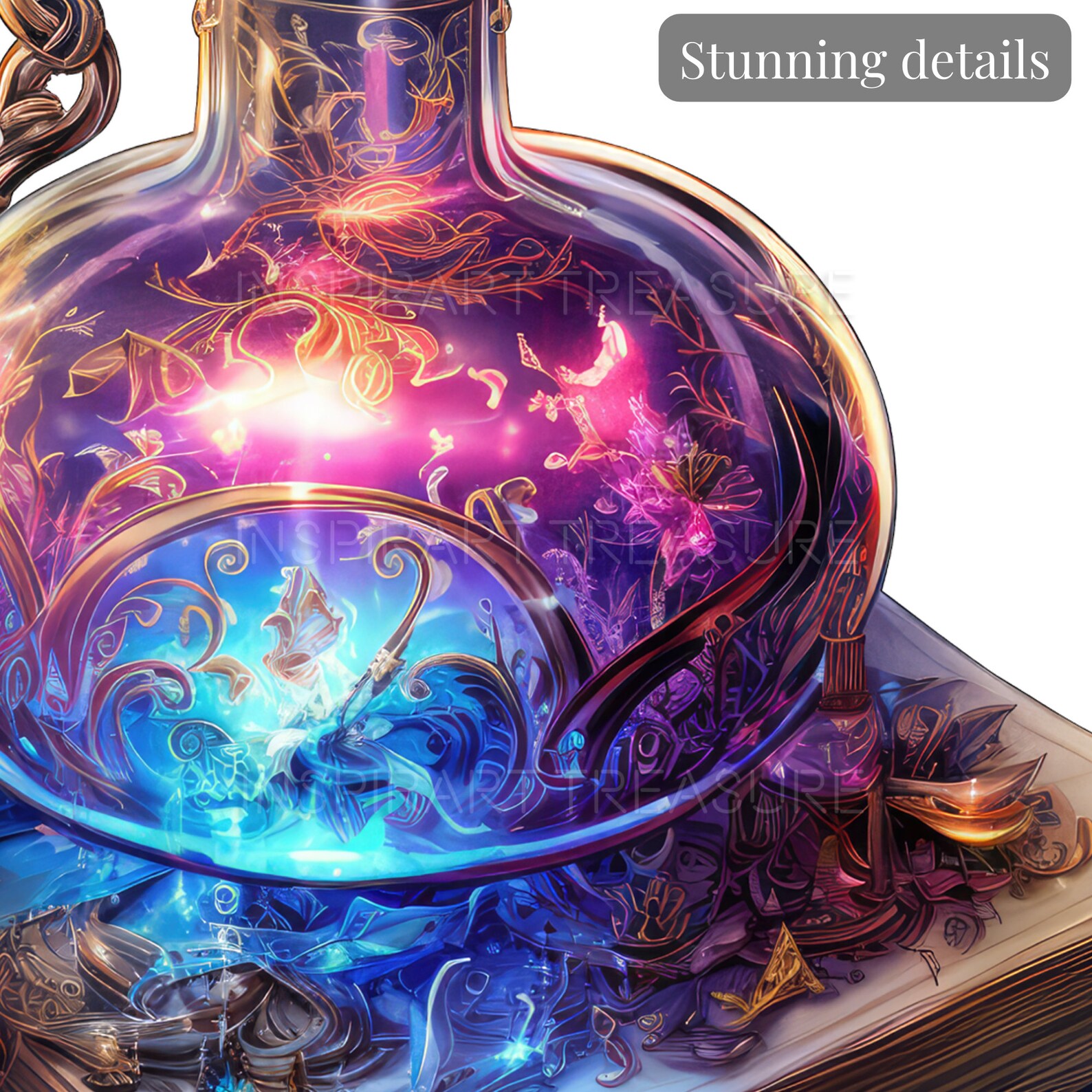 Mystic Potion Bottles Clipart PNG, Witchcraft Alchemy Bottles, Digital ...