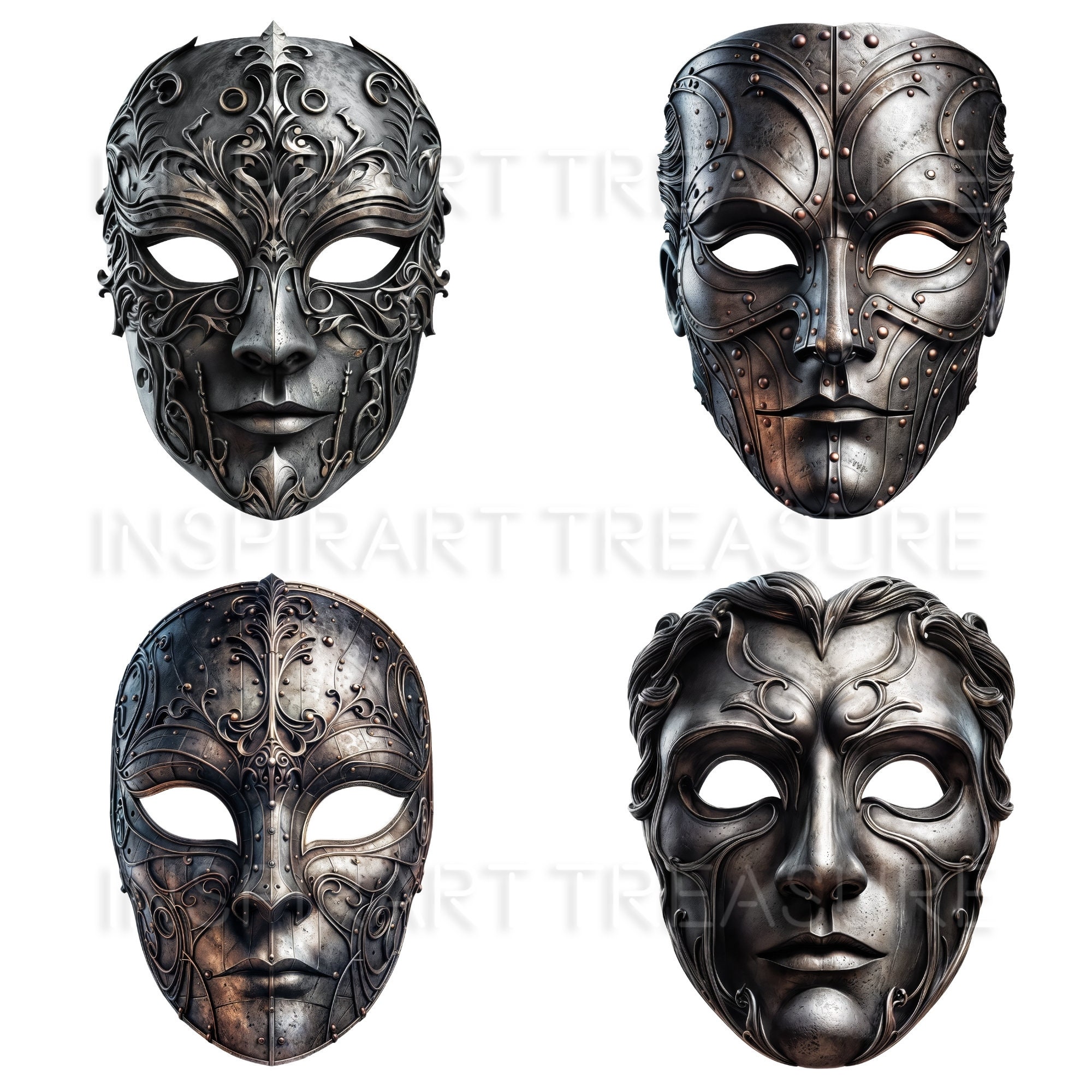 Iron Masquerade Mask Clipart PNG Carnival Masks for Man, Ideal for DIY ...