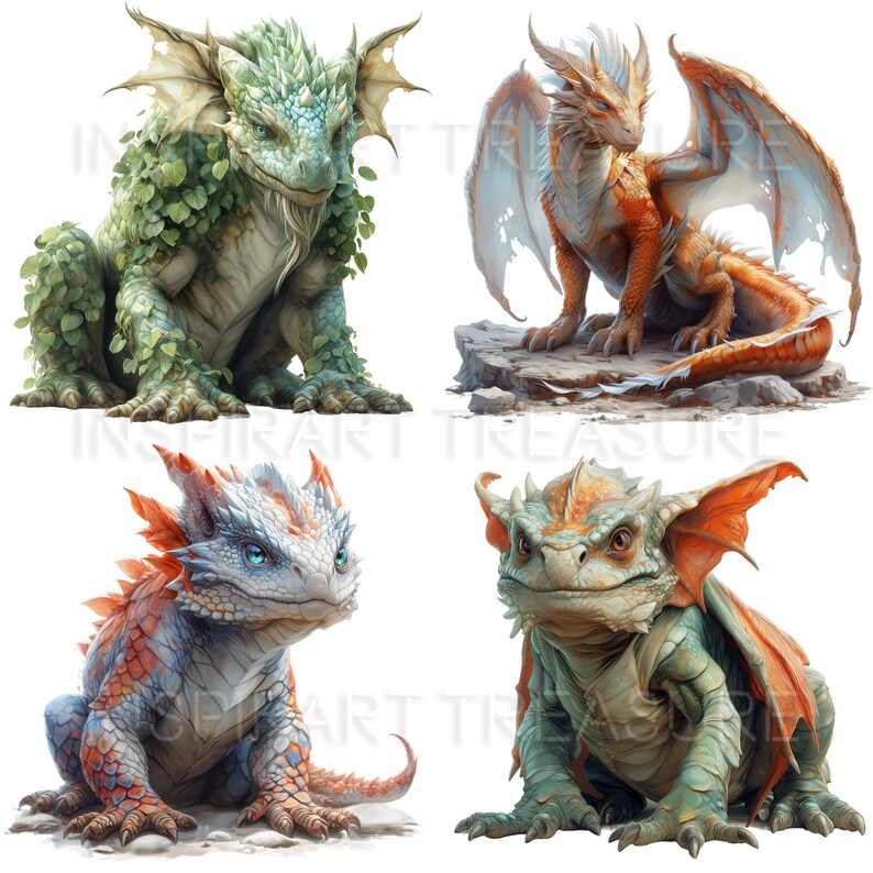 Fantasy Dragon Clipart, Enchanted Magical Dragons Art, Mythical ...