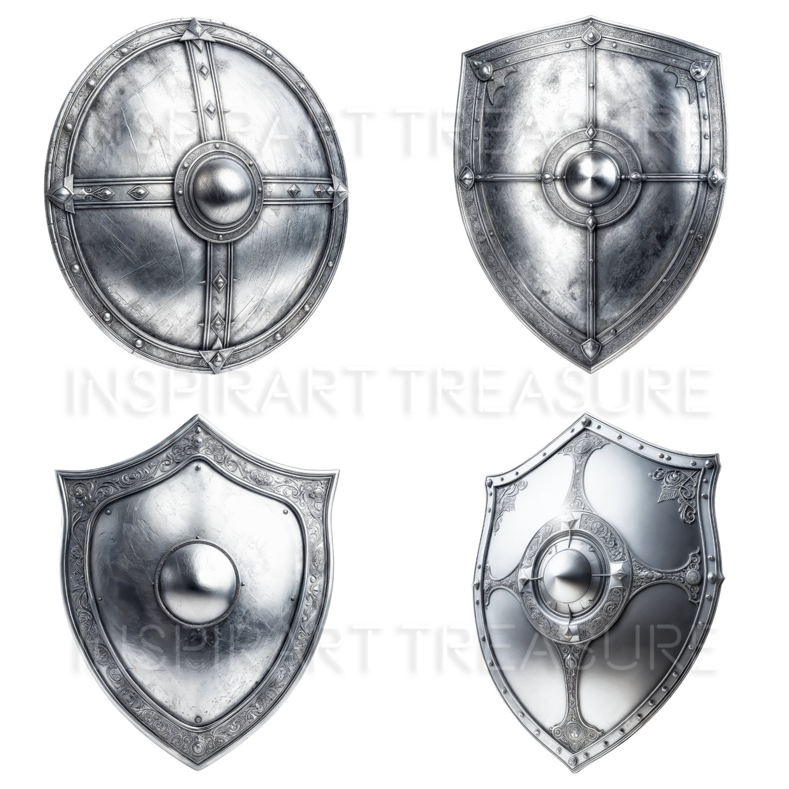 Silver Shield Clipart, Medieval Silver Knight Shield PNG for DIY ...