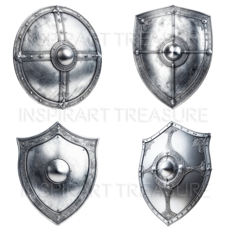 Silver Shield Clipart, Medieval Silver Knight Shield PNG for DIY ...
