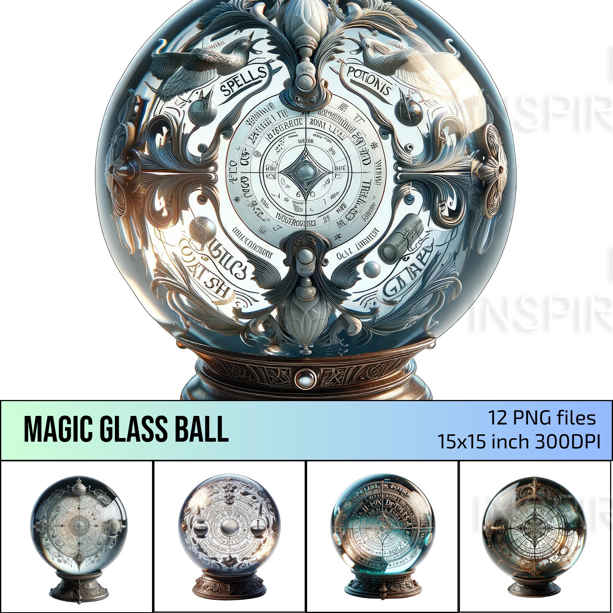 Witchcraft Oracle Glass Ball Clipart PNG, Magic Mystic Digital ...