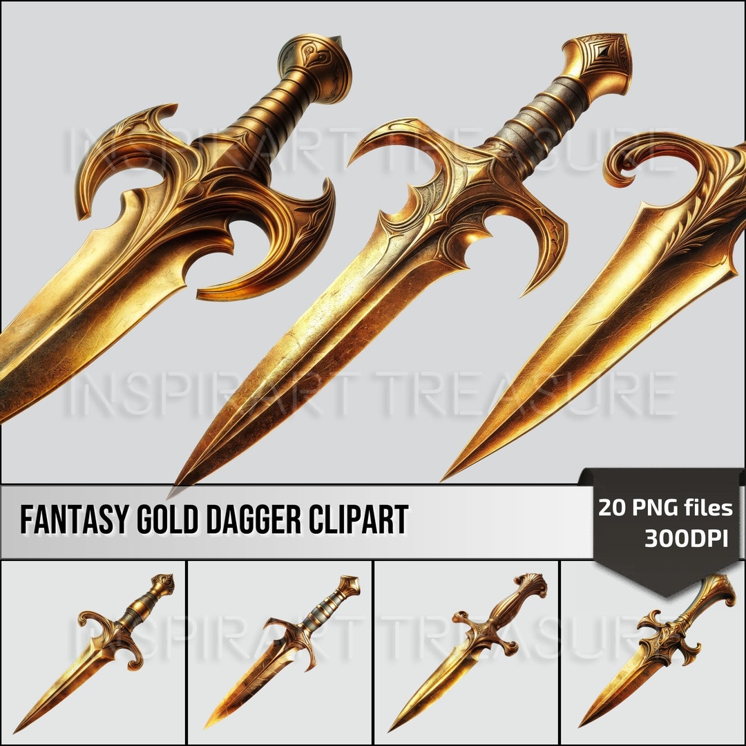 Fantasy Gold Dagger Clipart Bundle, Medieval Dagger Designs for DIY ...