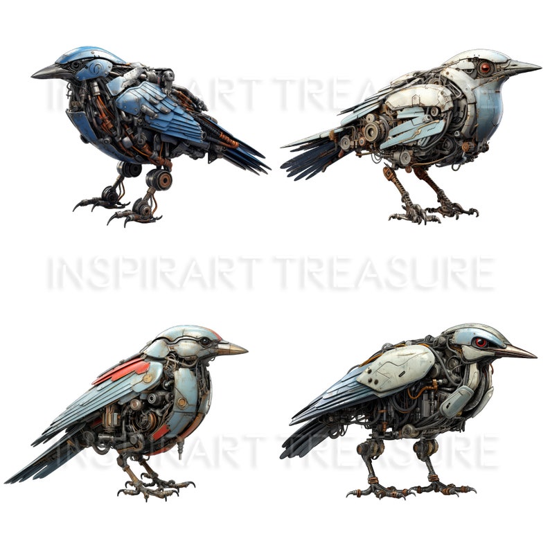 Futuristic Cybernetic Bird Clipart: Digital Art, Tech-inspired Avian ...