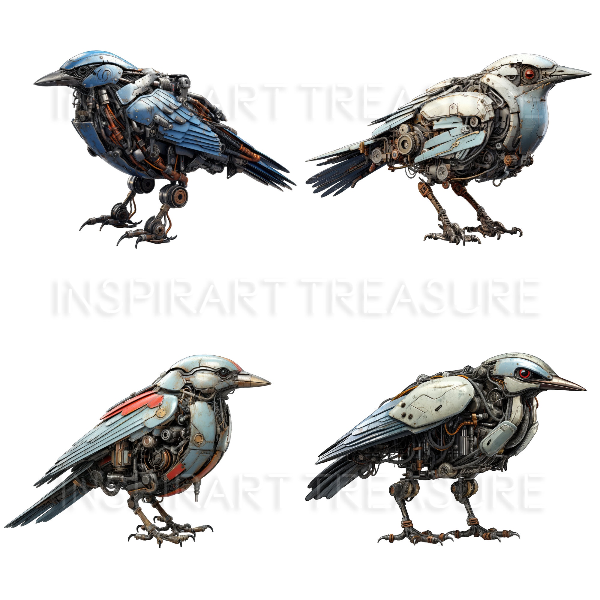 Futuristic Cybernetic Bird Clipart: Digital Art, Tech-inspired Avian ...