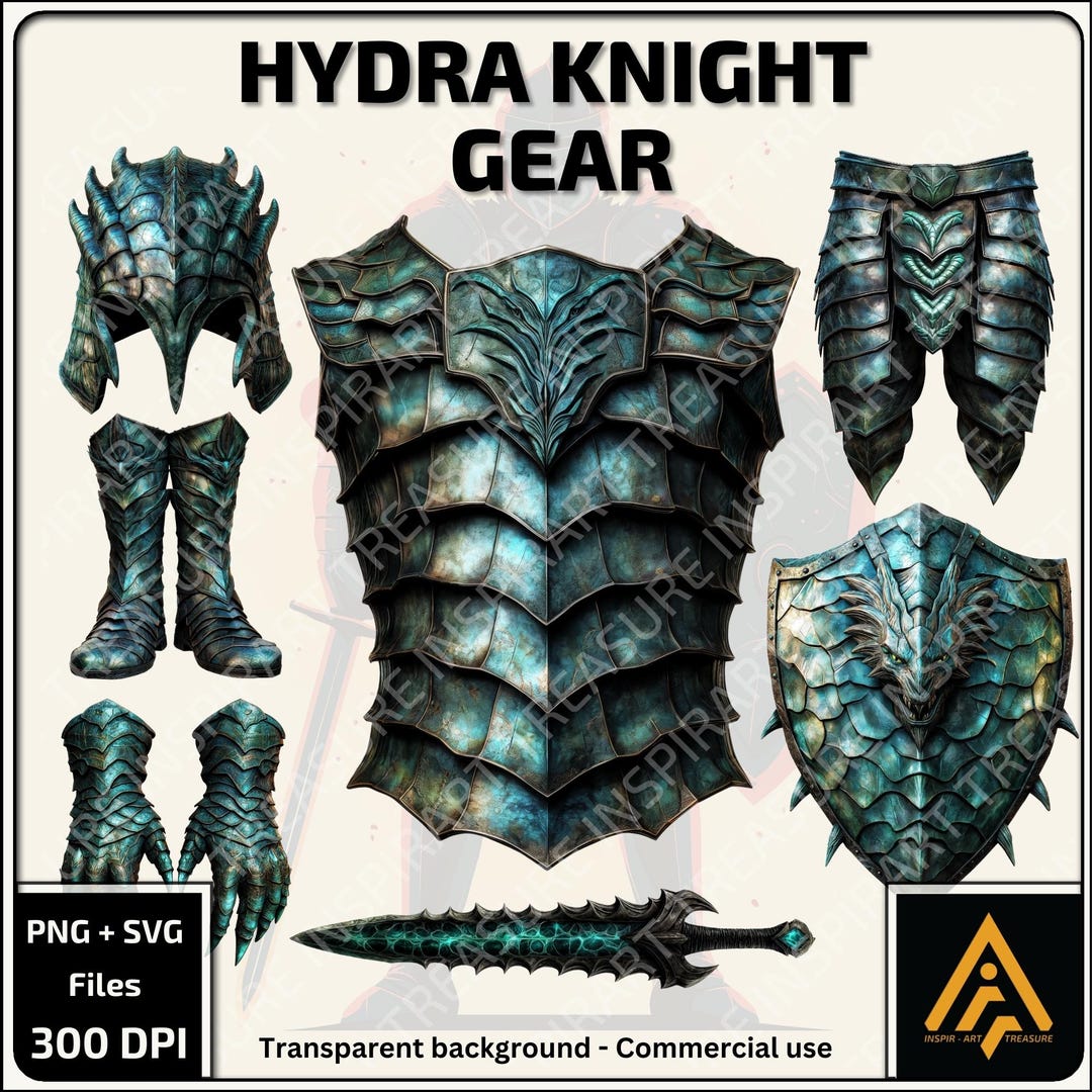 Hydra Knight Armor Set Knight SVG PNG Epic Battle Fantasy Gear Clipart ...