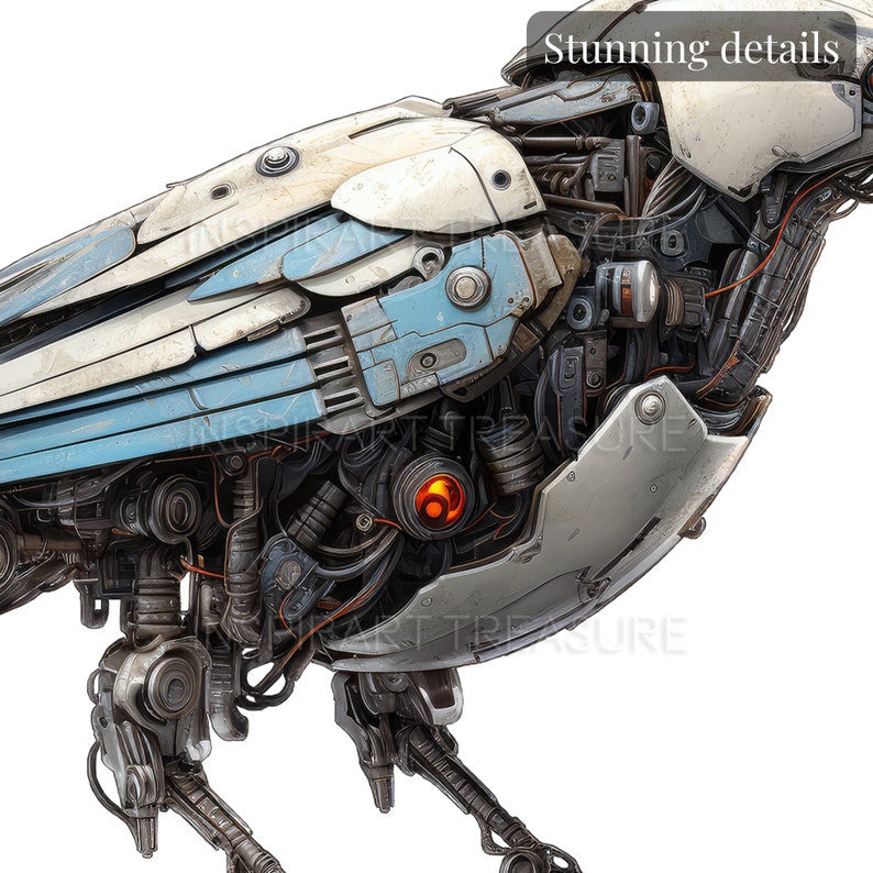 Futuristic Cybernetic Bird Clipart: Digital Art, Tech-inspired Avian ...