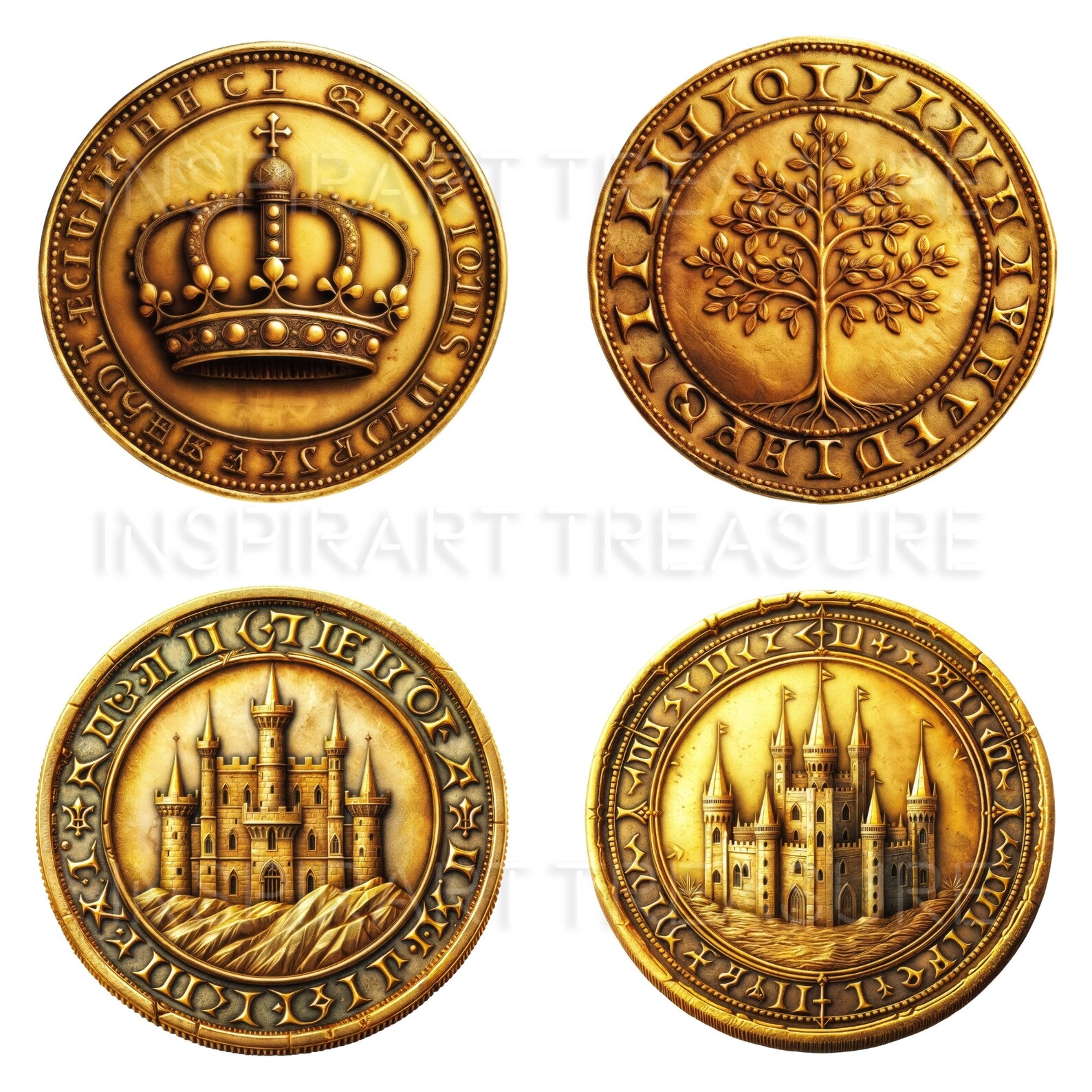 Fantasy Gold Coins Clipart, DND Coins Gold PNG Fantasy Currency Art ...