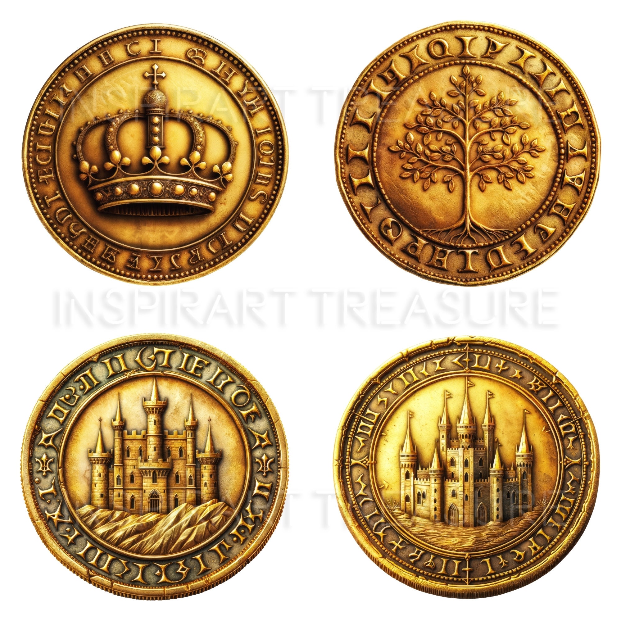Fantasy Gold Coins Clipart, DND Coins Gold PNG Fantasy Currency Art ...