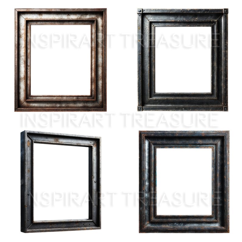 Old Metal Frame Clipart, PNG Vintage Picture Frame Set, Printable ...