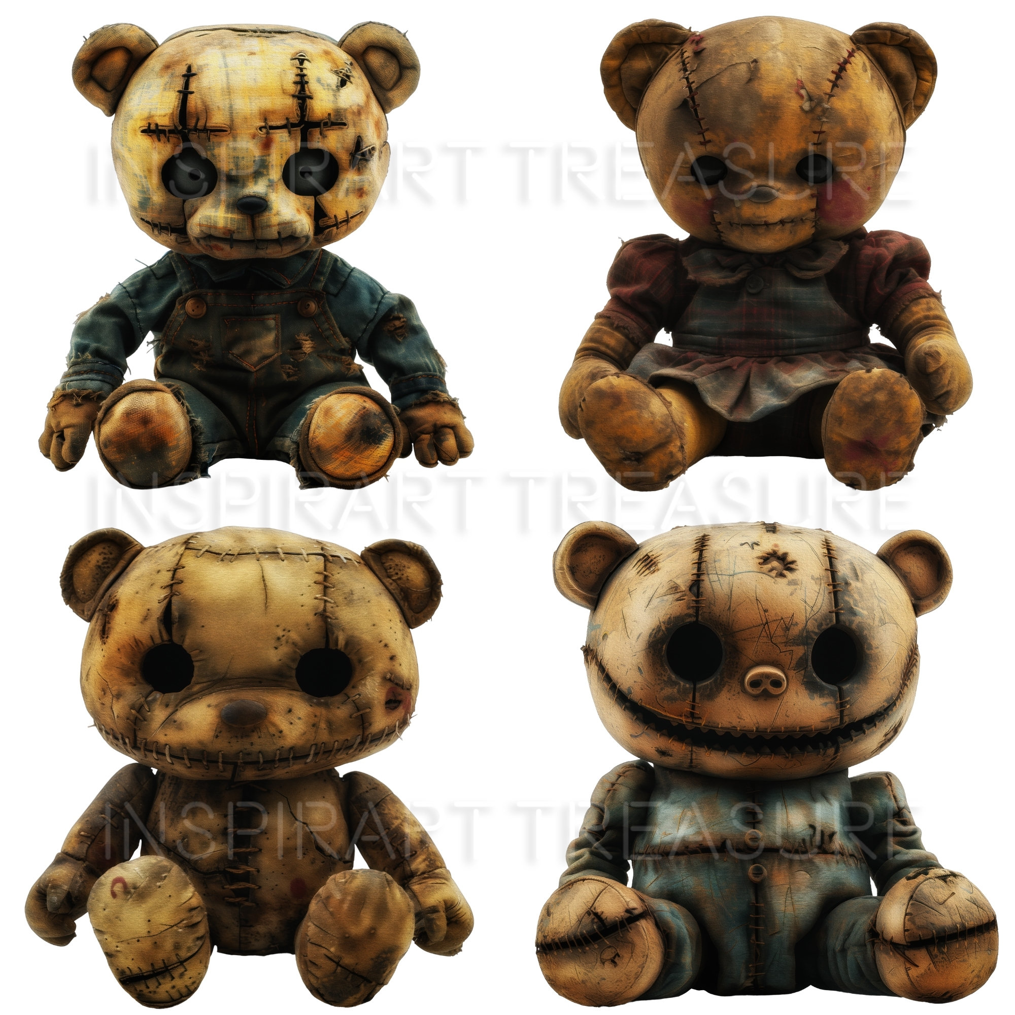 Creepy Teddy Bear Clipart, Horror Toy Artwork, Scary Teddy Bear Art ...