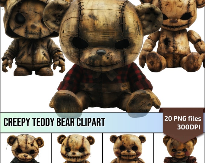 Scary Teddy Clipart - Spooky Halloween Monster Artwork and Collectible ...