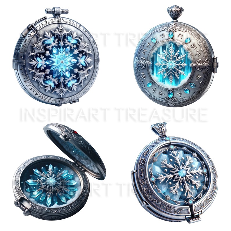Enchanted Frost Locket Clipart, Enchanted Snowflake Digital Art ...