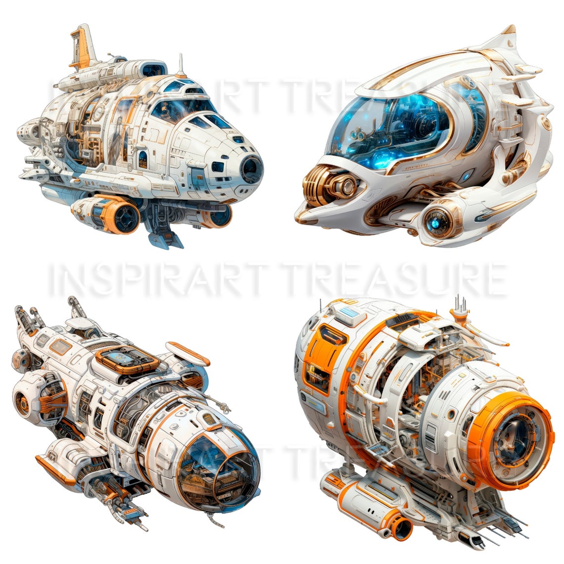 Watercolor Spaceship Clipart Spaceship Junk Journal Page, Digital ...