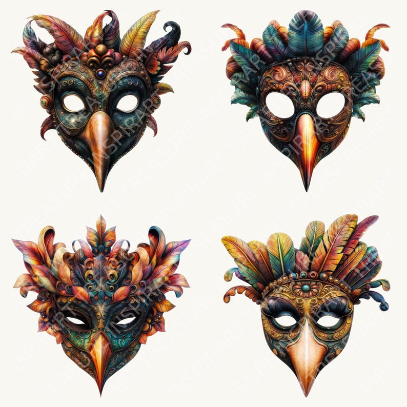 Fantasy Animal Masquerade Mask PNG Clipart Printable Animal Mask Full ...