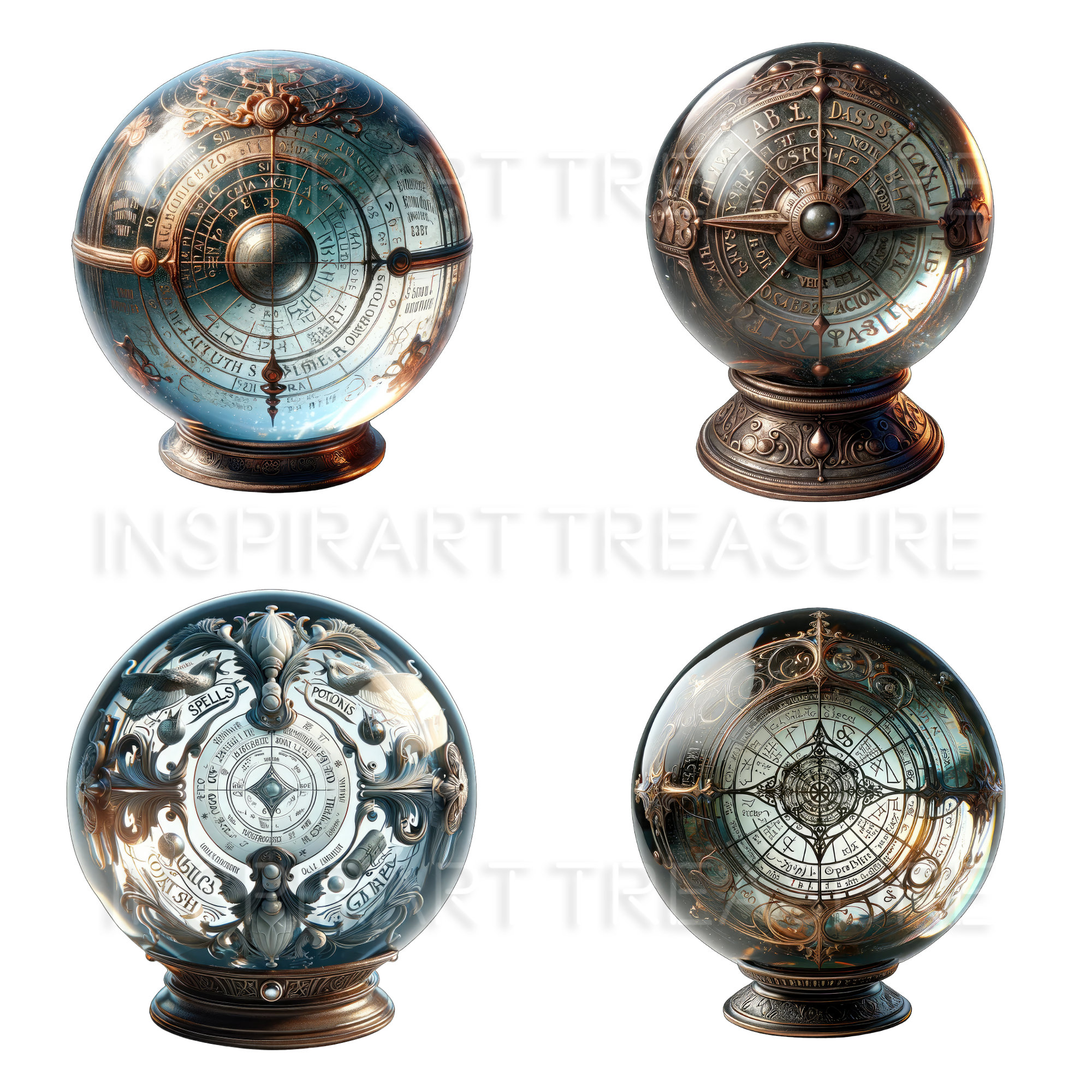 Witchcraft Oracle Glass Ball Clipart PNG, Magic Mystic Digital ...