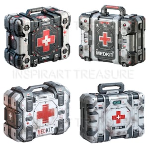 Sci-fi Medical Supply Bag Clipart, Watercolor Junk Journal Page ...