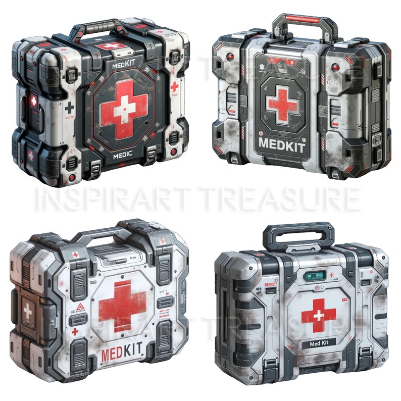 Sci-fi Medical Supply Bag Clipart, Watercolor Junk Journal Page ...