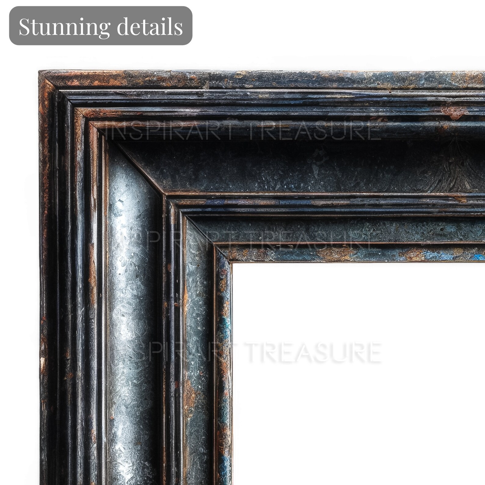 Old Metal Frame Clipart, PNG Vintage Picture Frame Set, Printable ...