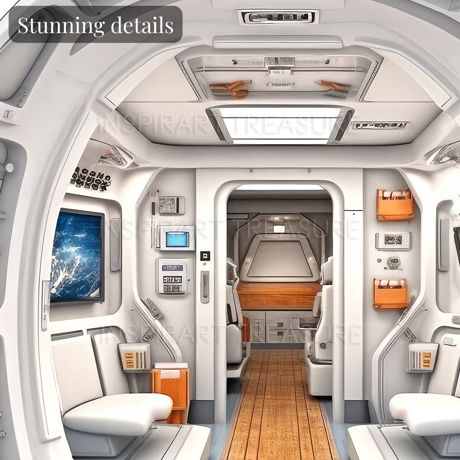Sci-fi Clipart Space 01, Watercolor Spaceship Interior Clipart ...