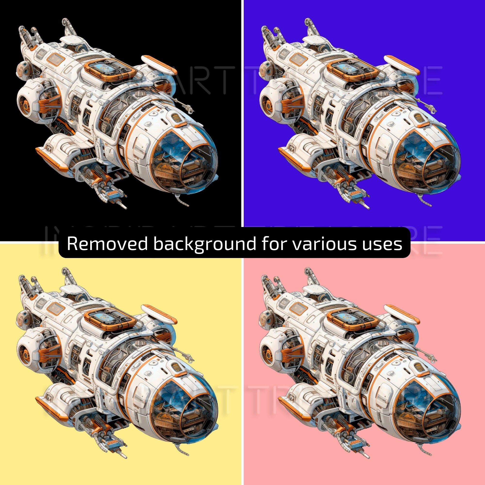 Watercolor Spaceship Clipart Spaceship Junk Journal Page, Digital ...