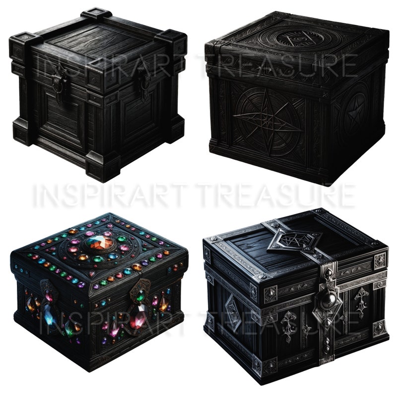 Dark Mystic Box Clipart, Fantasy Travel Box Mystical Gifts PNG Box DIY ...