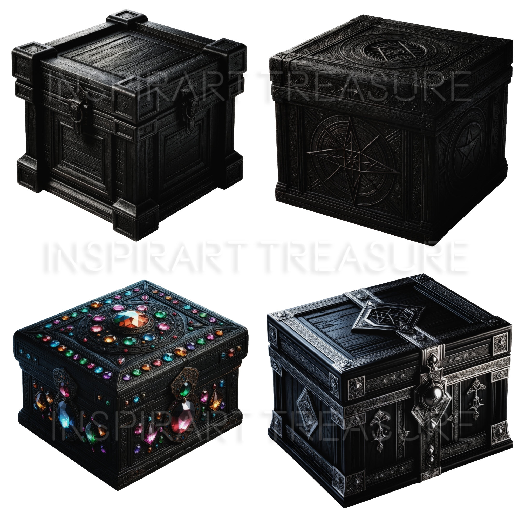 Dark Mystic Box Clipart, Fantasy Travel Box Mystical Gifts PNG Box DIY ...