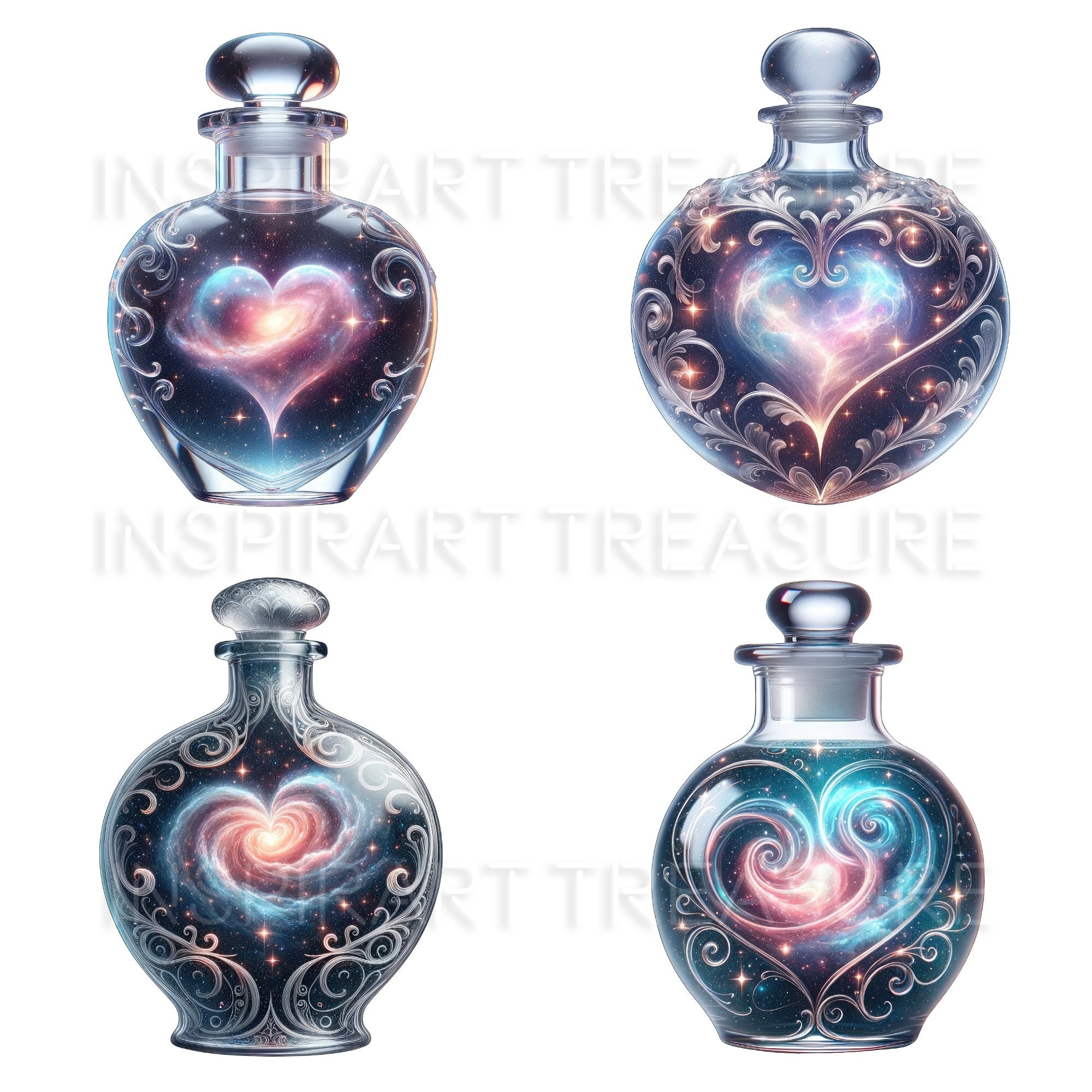 Watercolor Love Potion Bottle Clipart 2, Magical Potion Bottle, Digital ...