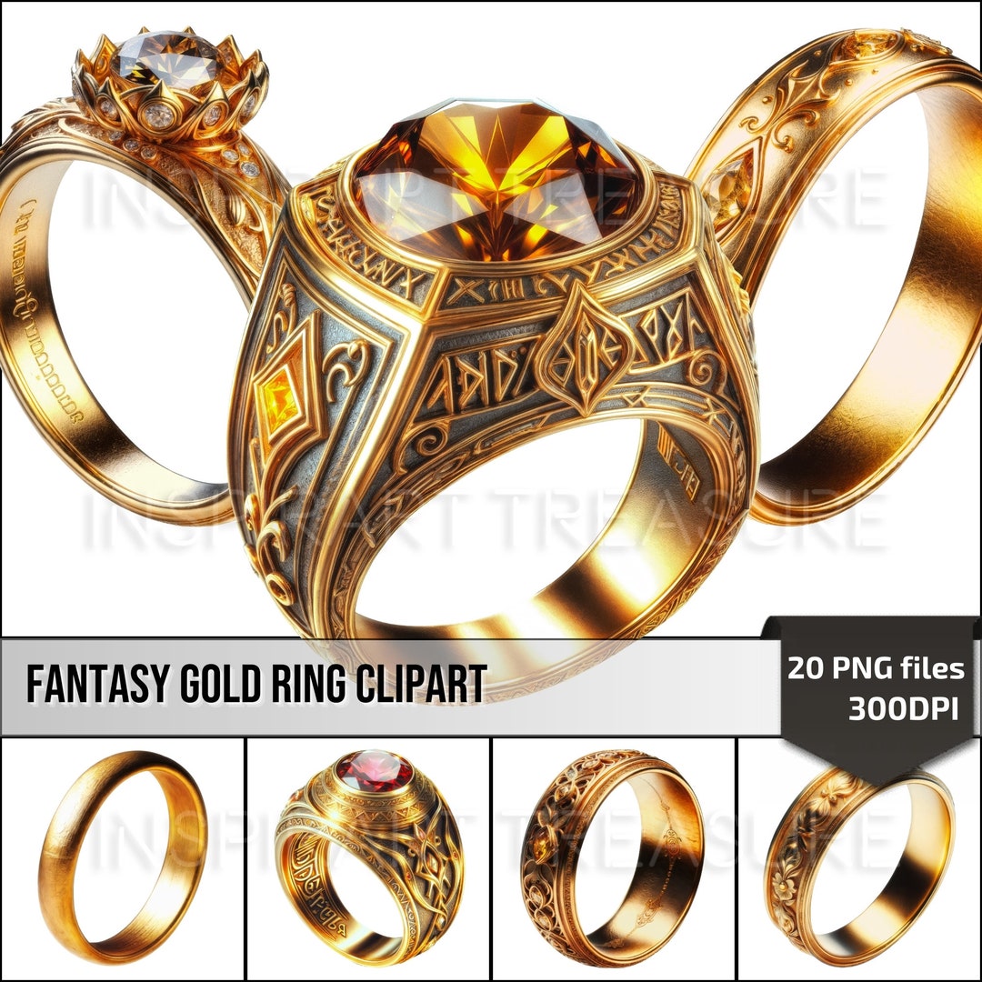 Fantasy Gold Ring Clipart Set, Magic Ring Clipart PNG Golden Ring ...