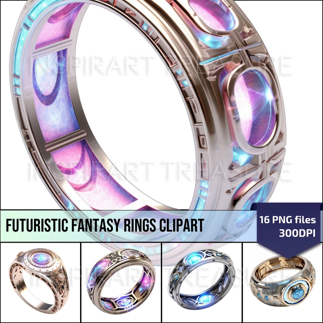Futuristic Ring Clipart, Fantasy Rings Clip Art Bundle, Magic Ring ...